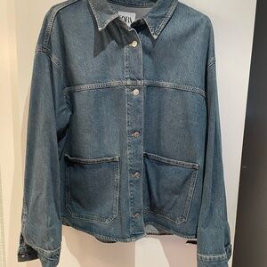 Zara | Jackets & Coats | Zara Xxl Oversized Denim Jacketovershirt ...